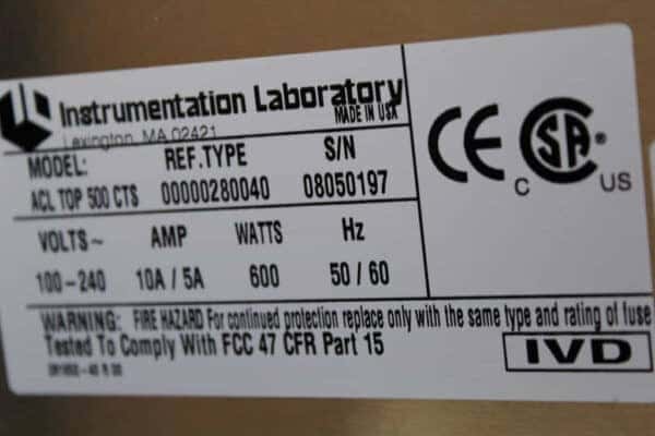 Instrumentation Laboratory ACL Top 500 CTS Automatische Hemostase ...
