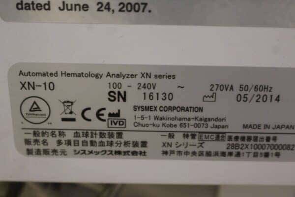 Sysmex XN-2000 Geautomatiseerde Hematologie Analysator - LabMakelaar Benelux