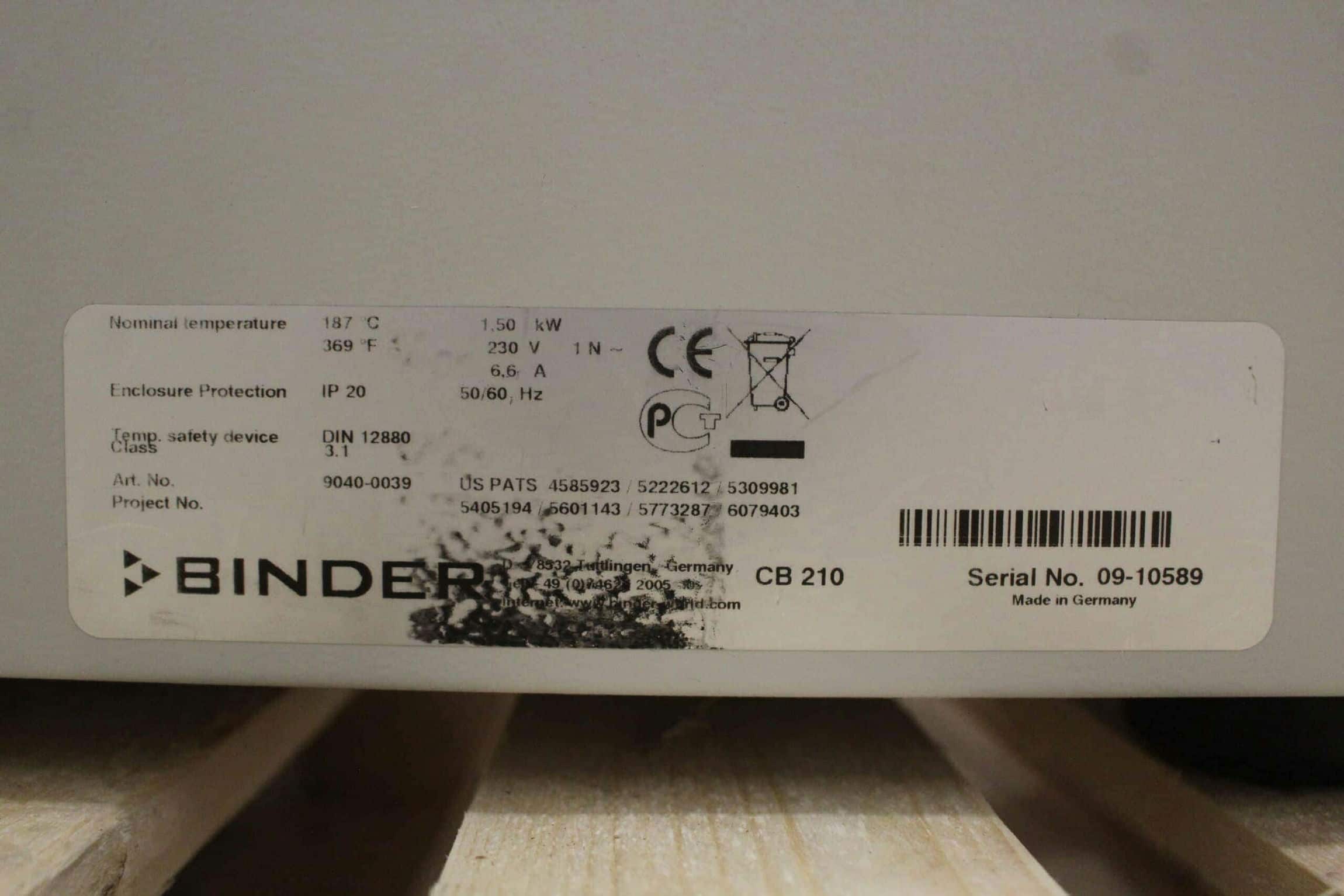 Binder CB 210 CO₂ Broedstoof - LabMakelaar Benelux